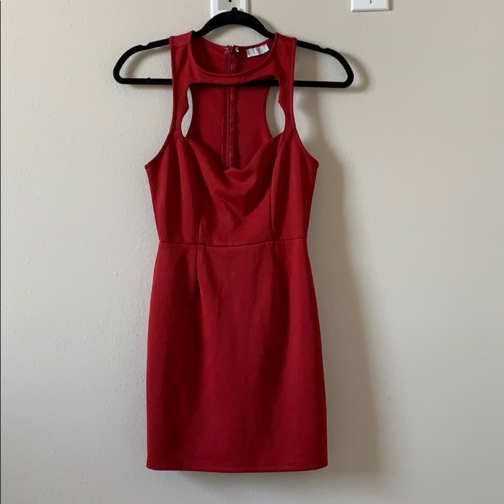 Cherry Red Tobi Bodycon Cutout Dress - Gem